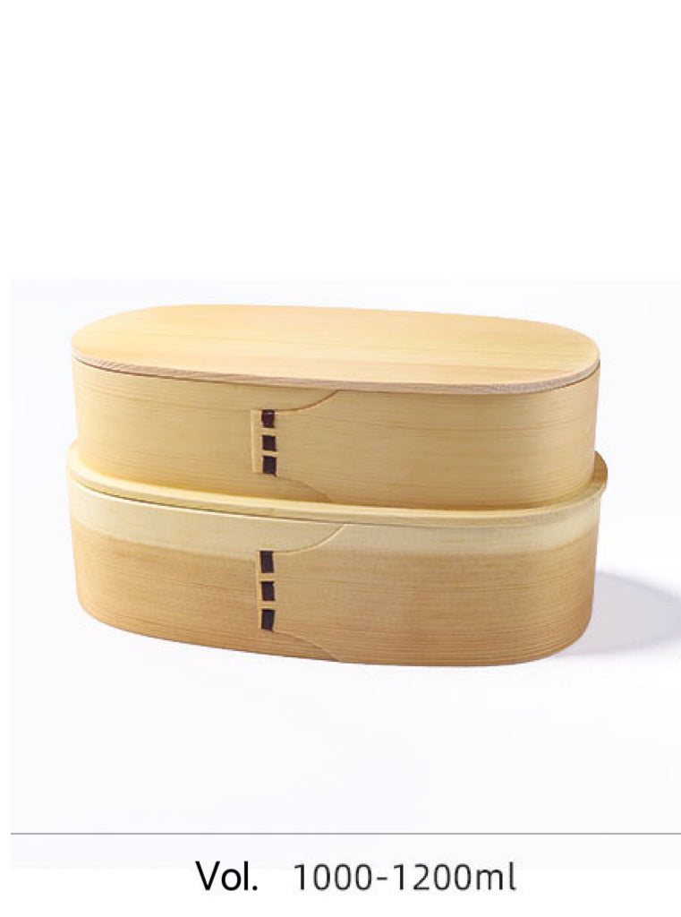 Nippon Oval light color Wooden Bento Box double layers 1200ml ...